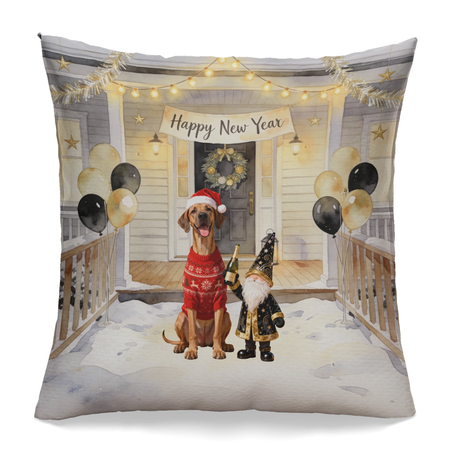 Happy New Year 2026 Great Dane Santa Gnome Holiday Party Snow ...