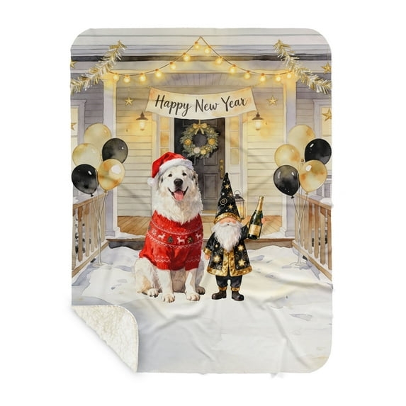 Happy New Year 2026 Great Pyrenees Santa Gnome Holiday Party Snow Cozy ...
