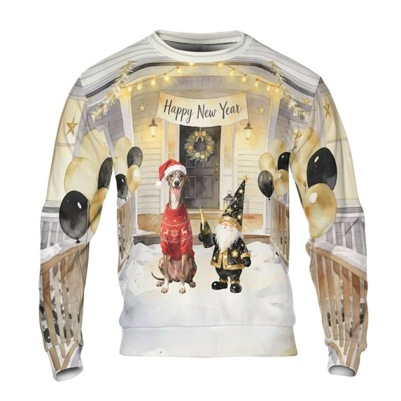 Happy New Year 2026 Italian Greyhound Santa Gnome Holiday Party Snow ...