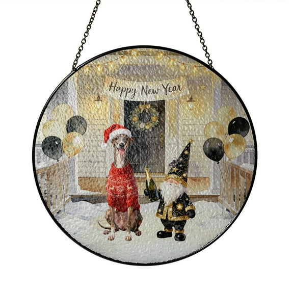 Happy New Year 2026 Italian Greyhound Santa Gnome Holiday Party Snow ...