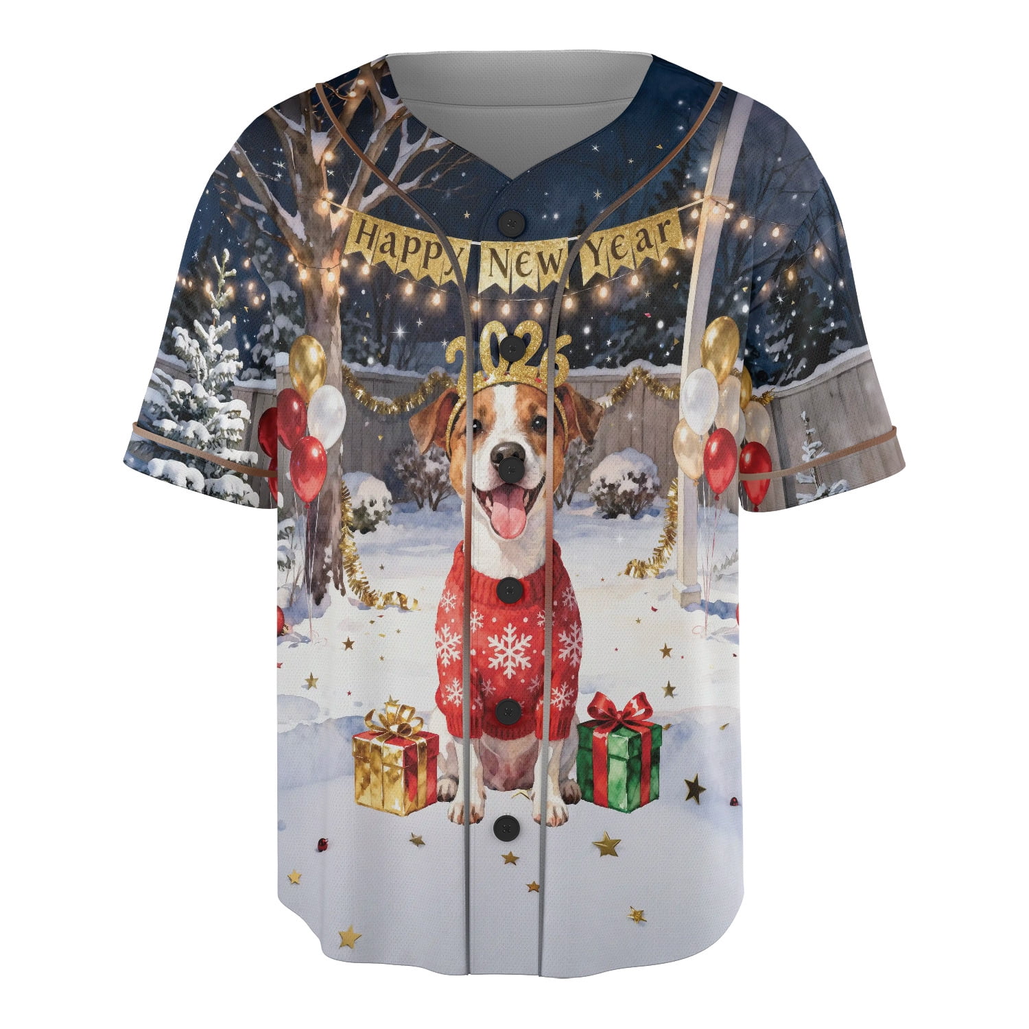 Happy New Year 2026 Jack Russell Terrier Holiday Balloons Party Snow ...