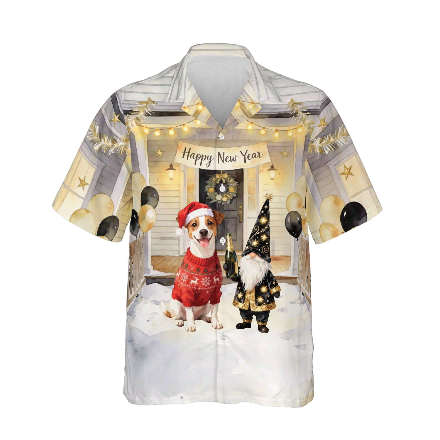 Happy New Year 2026 Jack Russell Terrier Santa Gnome Holiday Party Snow ...
