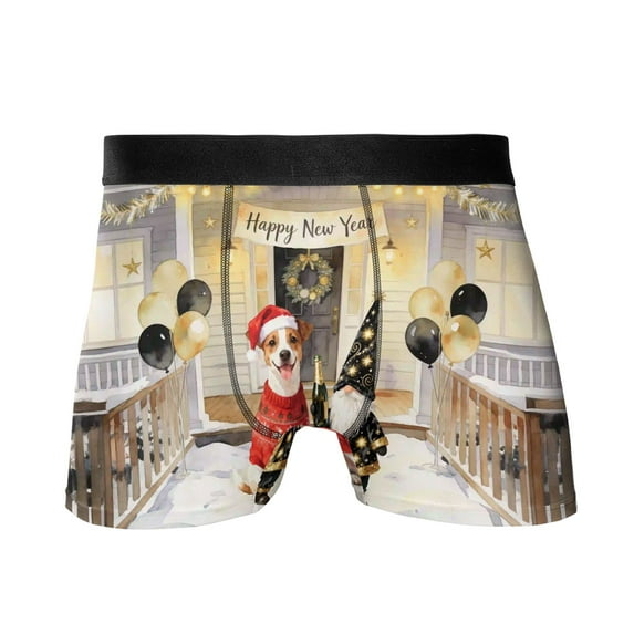 Happy New Year 2026 Jack Russell Terrier Santa Gnome Holiday Party Snow ...