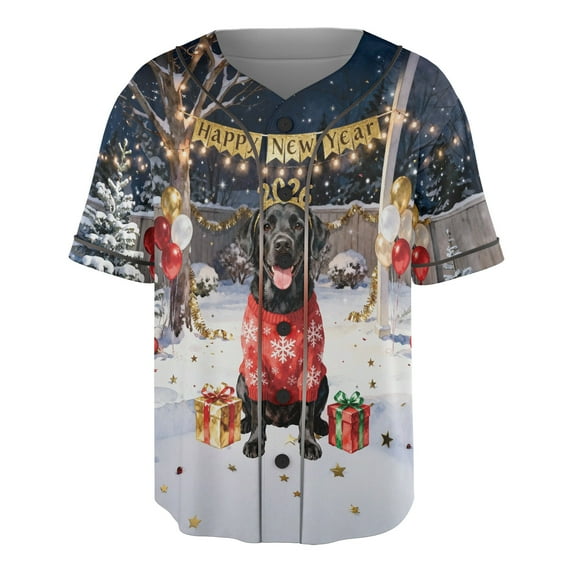 Happy New Year 2026 Labrador Retriever Holiday Balloons Party Snow All ...