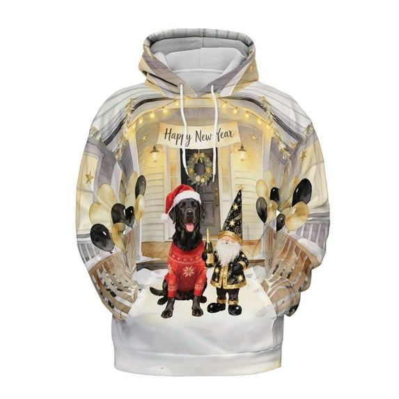 Happy New Year 2026 Labrador Retriever Santa Gnome Holiday Party Snow ...