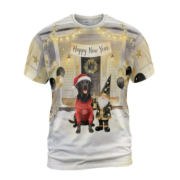 Happy New Year 2026 Labrador Retriever Santa Gnome Holiday Party Snow ...