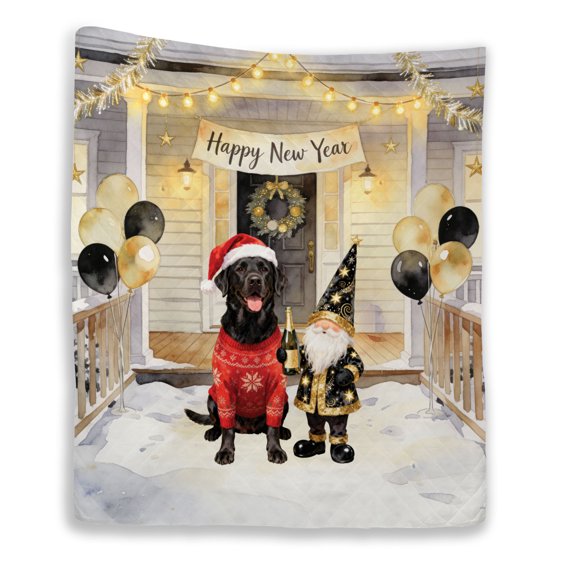Happy New Year 2026 Labrador Retriever Santa Gnome Holiday Party Snow ...