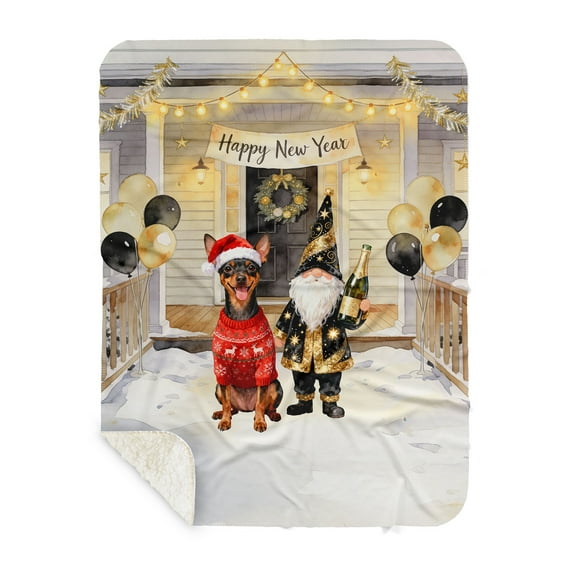 Happy New Year 2026 Miniature Pinscher Santa Gnome Holiday Party Snow ...