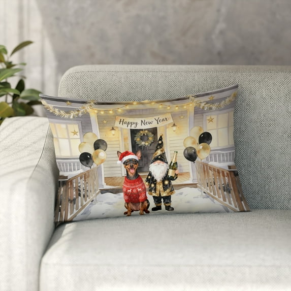 Happy New Year 2026 Miniature Pinscher Santa Gnome Holiday Party Snow ...