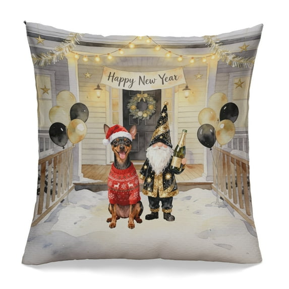 Happy New Year 2026 Miniature Pinscher Santa Gnome Holiday Party Snow ...