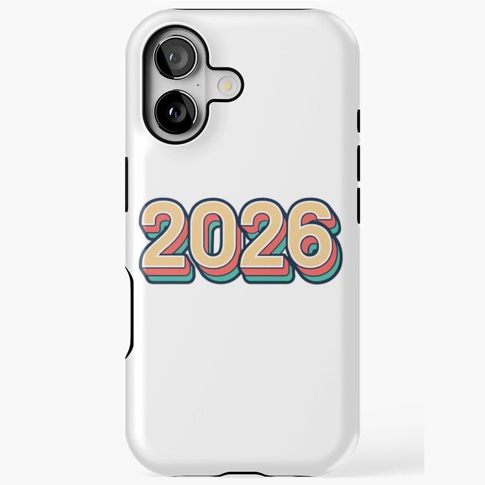 Happy New Year 2026 Minimal Sticker Festive Year Art Phone Case with ...