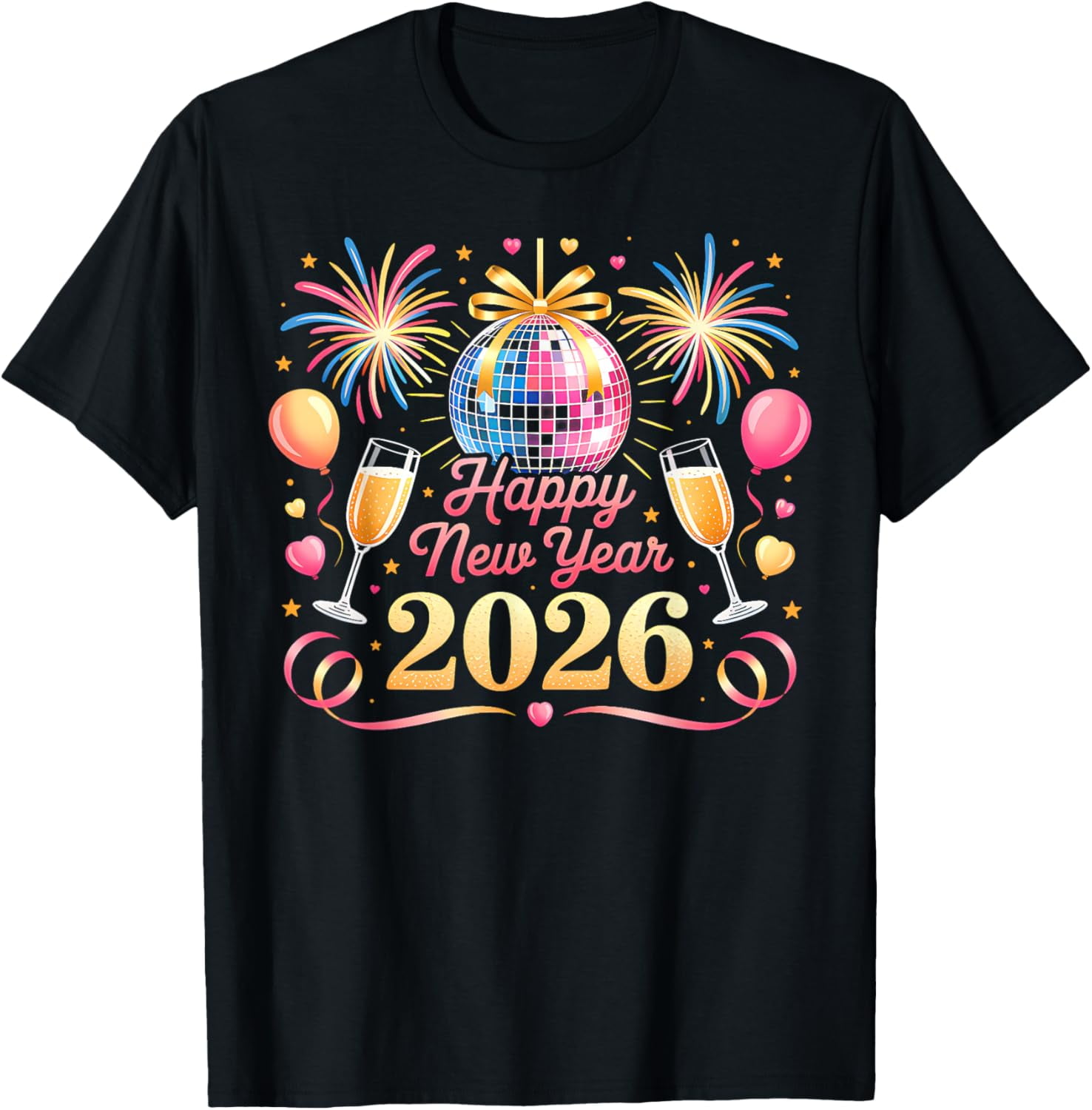 Happy New Year 2026 New Years Eve Party Countdown Fireworks T-Shirt ...