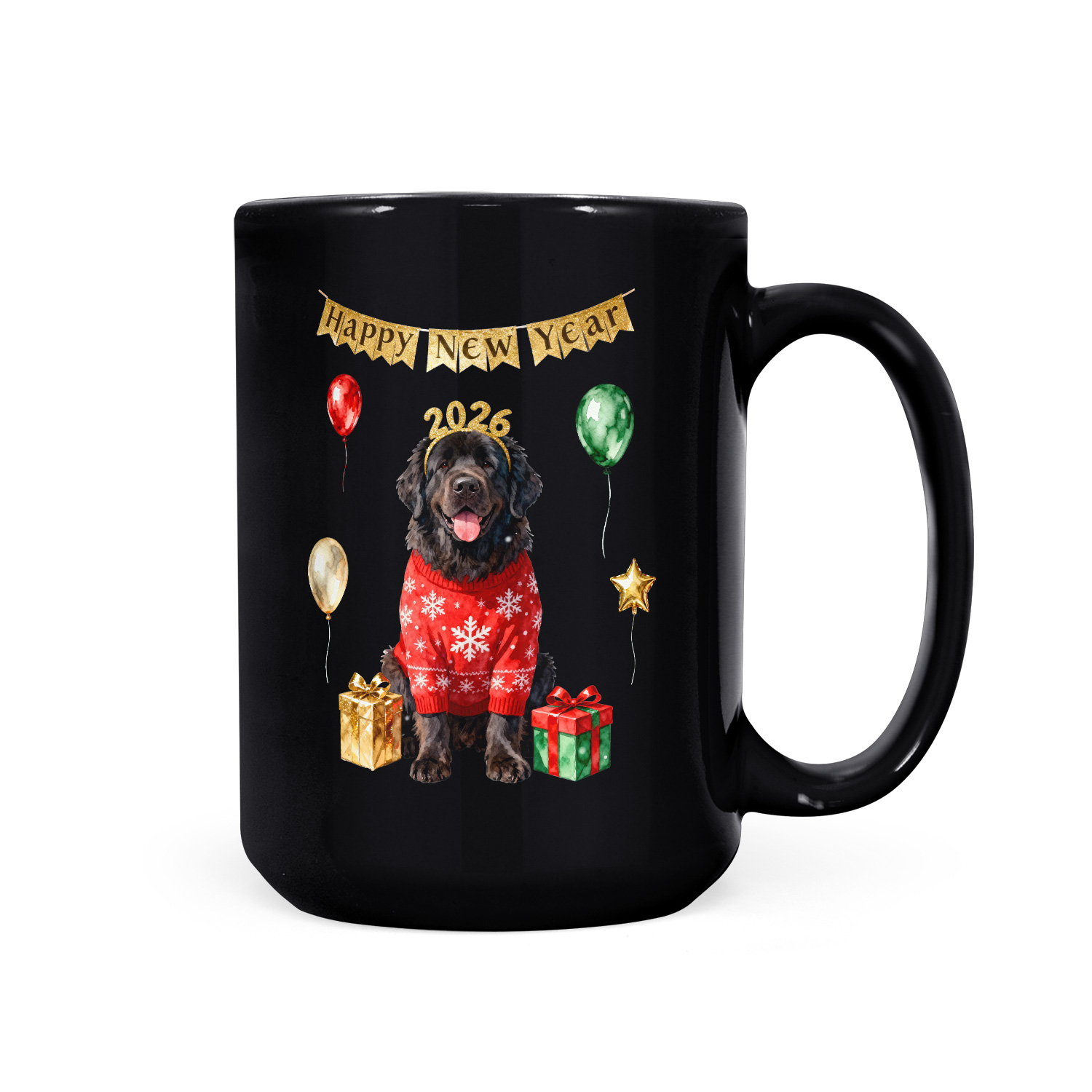 Happy New Year 2026 Newfoundland Holiday Balloons Party Snow Mug Newfie ...