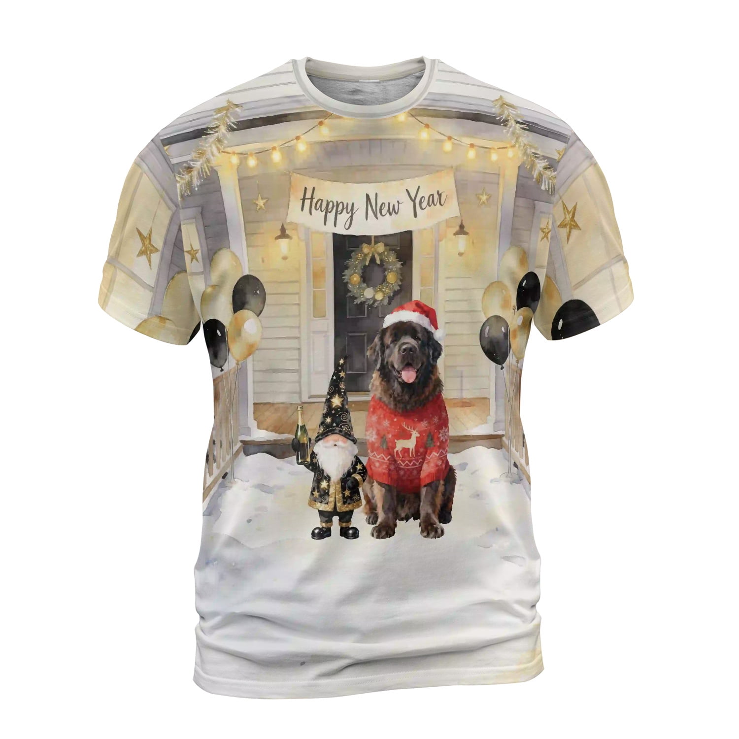 Happy New Year 2026 Newfoundland Santa Gnome Holiday Party Snow All ...