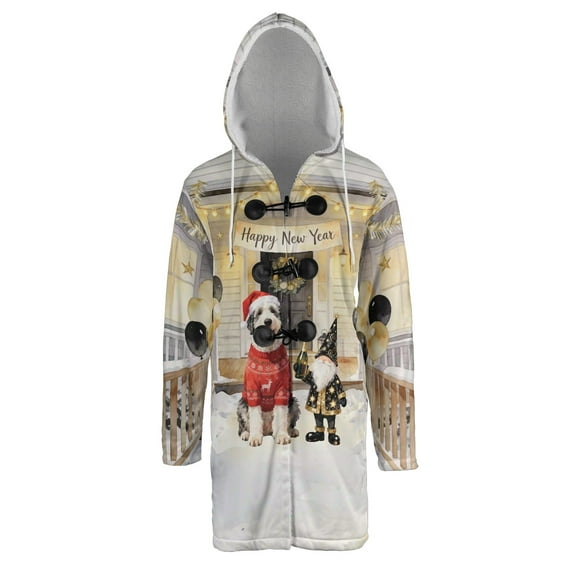 Happy New Year 2026 Old English Sheepdog Santa Gnome Holiday Party Snow ...