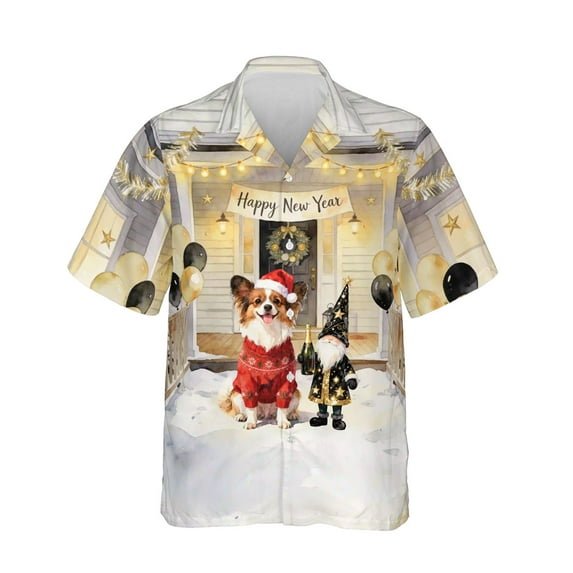 Happy New Year 2026 Papillon Santa Gnome Holiday Party Snow Hawaiian ...