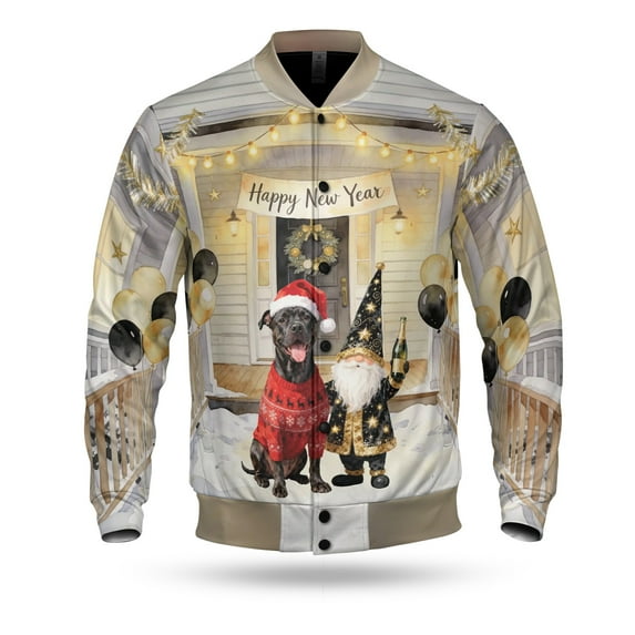 Happy New Year 2026 Pitbull Santa Gnome Holiday Party Snow All Over ...