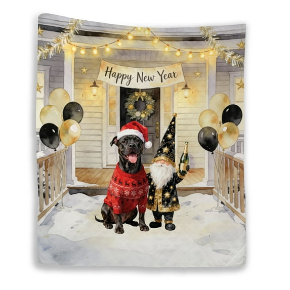 Happy New Year 2026 Pitbull Santa Gnome Holiday Party Snow Quilt ...