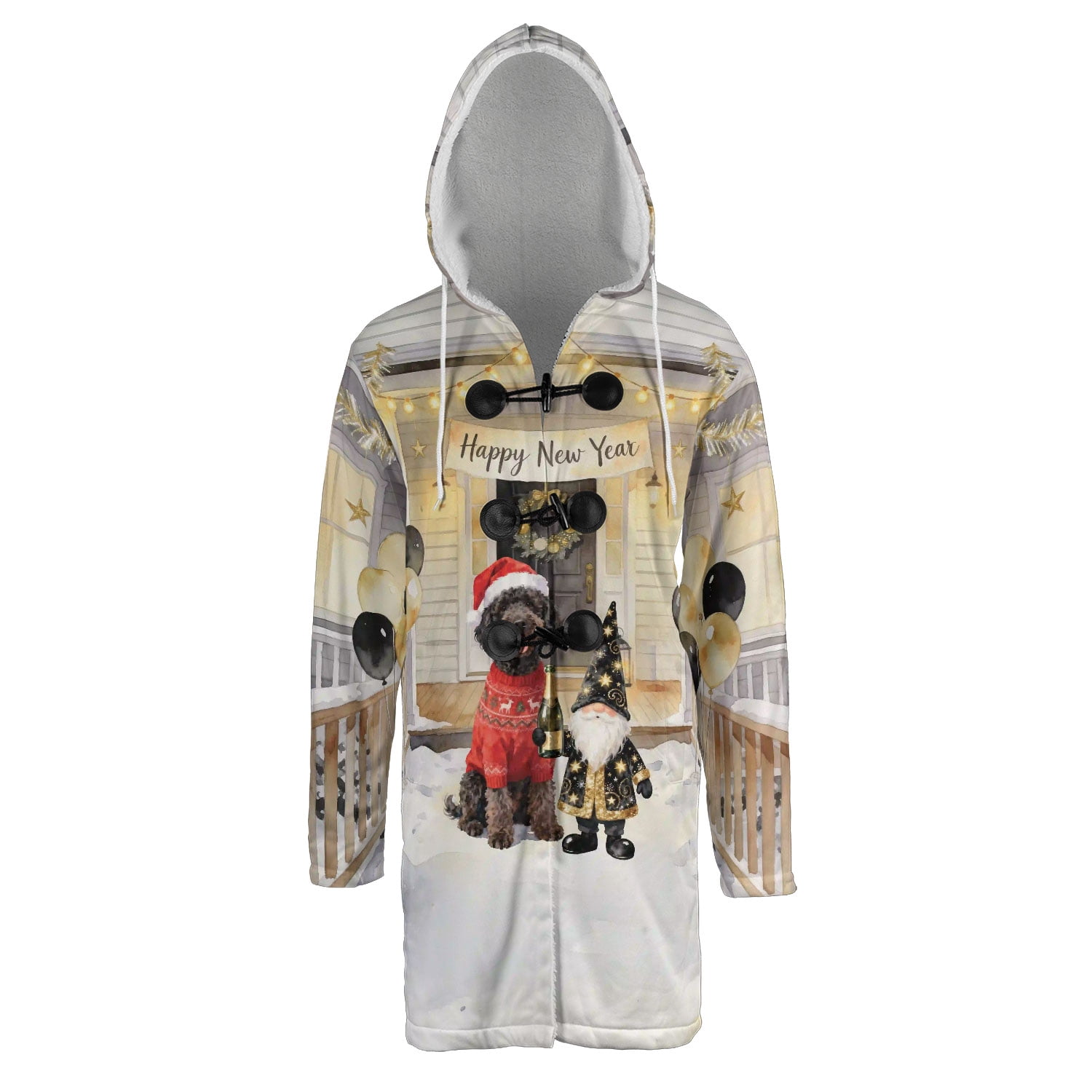 Happy New Year 2026 Portuguese Water Dog Santa Gnome Holiday Party Snow ...