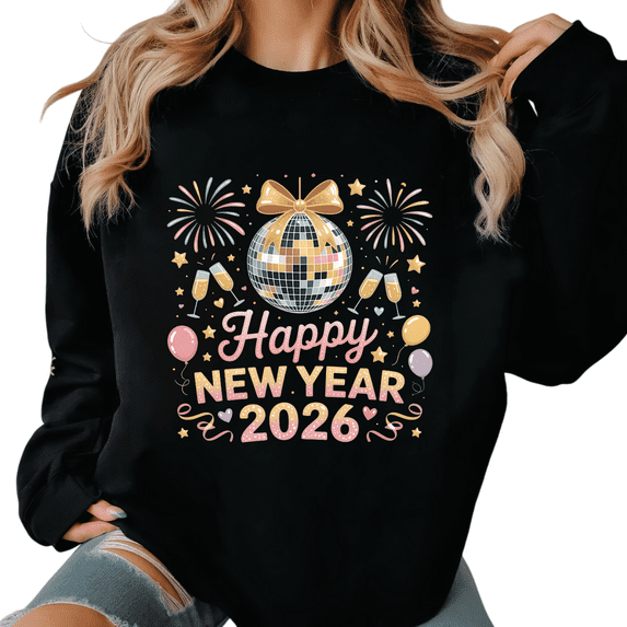 Happy New Year 2026 Print Sweatshirt Sweatshirt Black S-3XL Party ...
