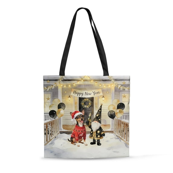 Happy New Year 2026 Rat Terrier Santa Gnome Holiday Party Snow All Over ...