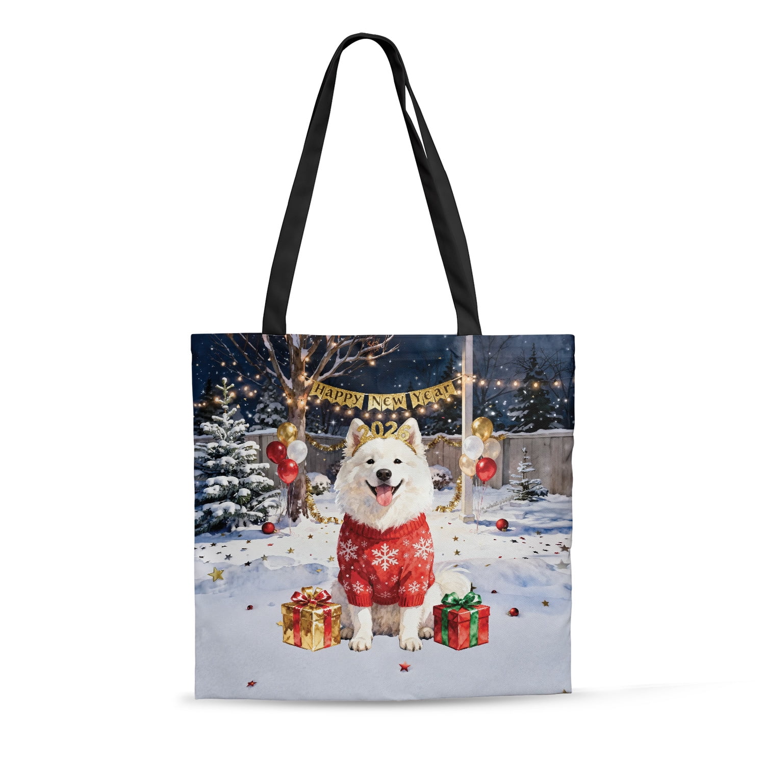 Happy New Year 2026 Samoyed Holiday Balloons Party Snow All Over Print ...