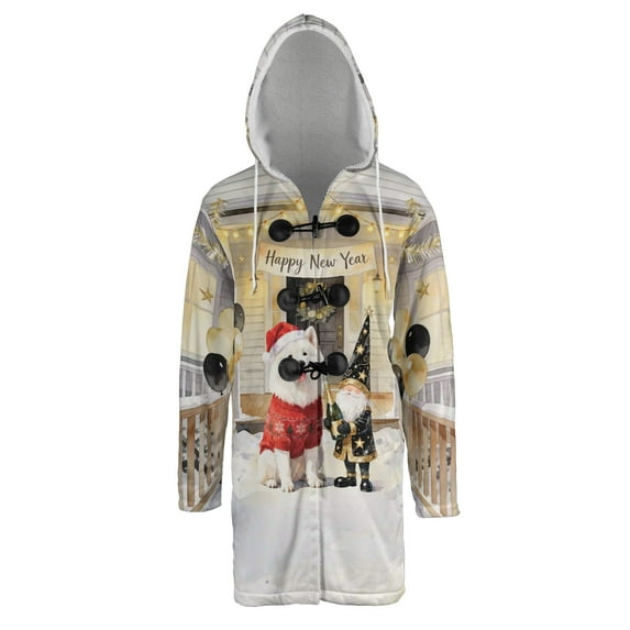 Happy New Year 2026 Samoyed Santa Gnome Holiday Party Snow All Over ...