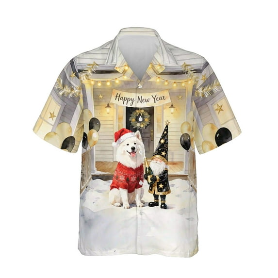 Happy New Year 2026 Samoyed Santa Gnome Holiday Party Snow Hawaiian ...