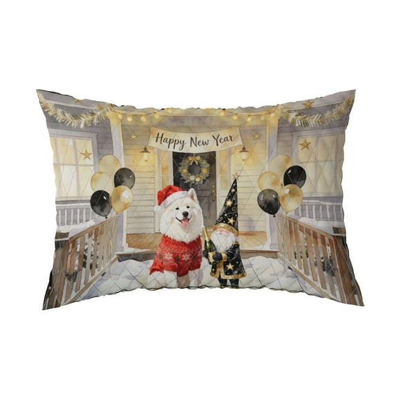 Happy New Year 2026 Samoyed Santa Gnome Holiday Party Snow Quilt ...