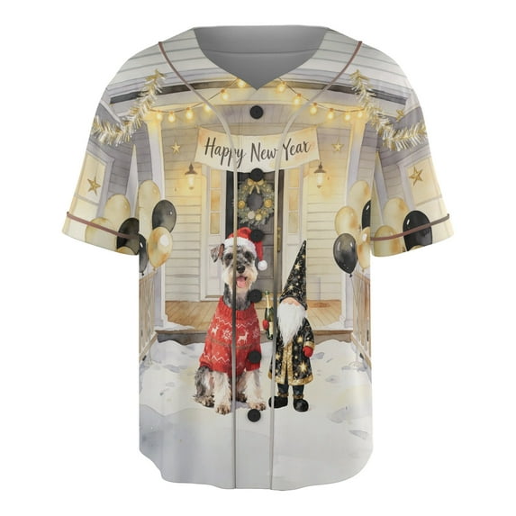 Happy New Year 2026 Schnauzer Santa Gnome Holiday Party Snow All Over ...