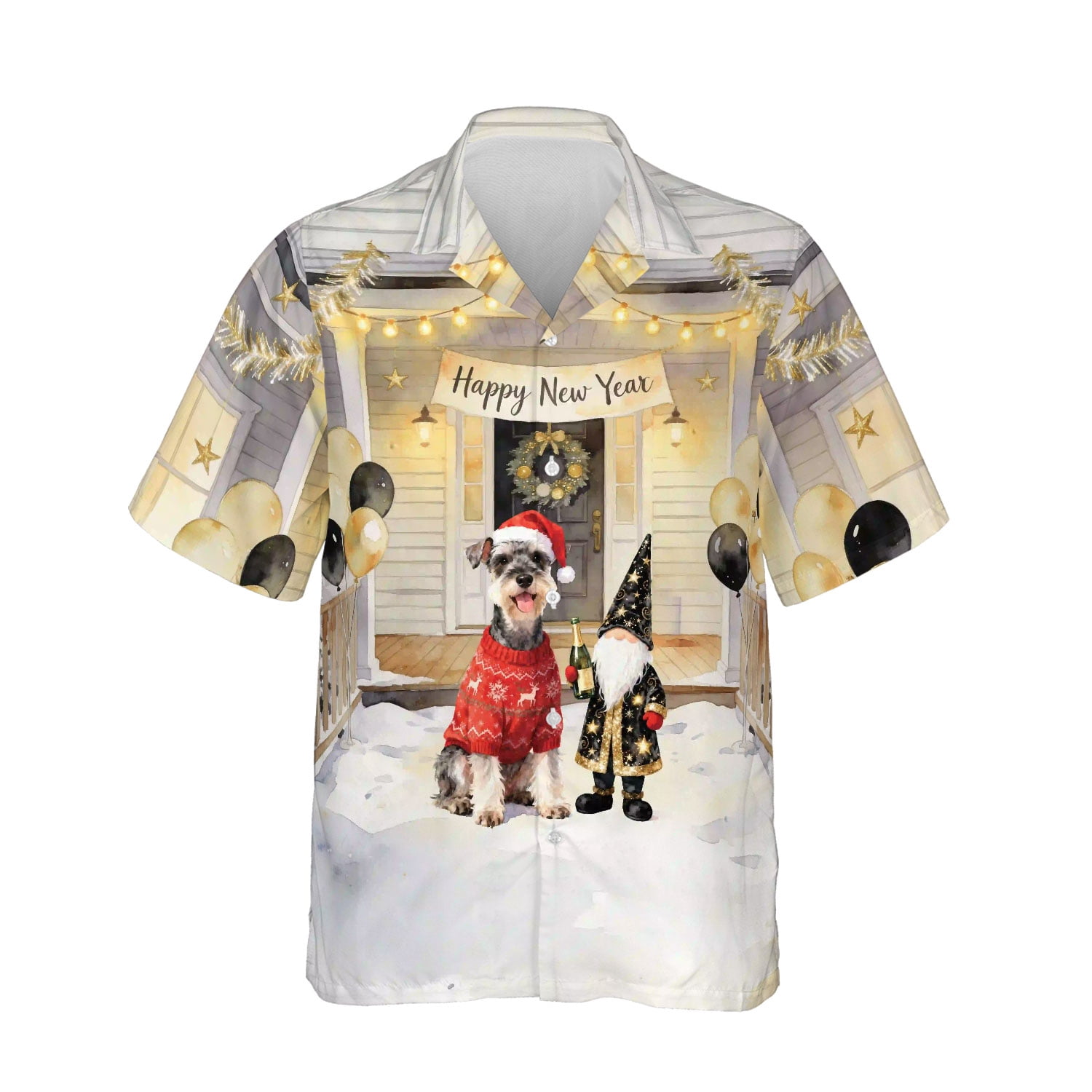 Happy New Year 2026 Schnauzer Santa Gnome Holiday Party Snow Hawaiian ...
