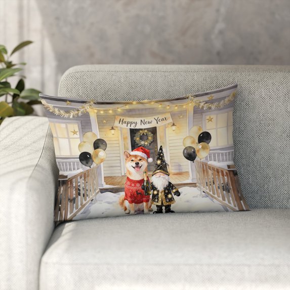 Happy New Year 2026 Shiba Inu Santa Gnome Holiday Party Snow Pillowcase ...