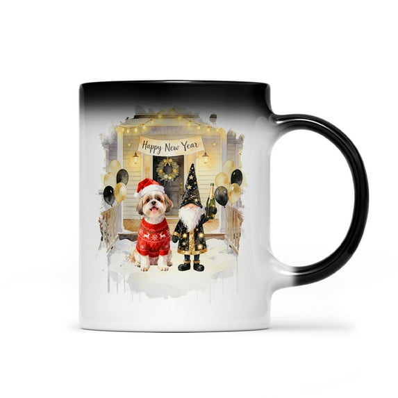 Happy New Year 2026 Shih Tzu Santa Gnome Holiday Party Snow Heat Color ...