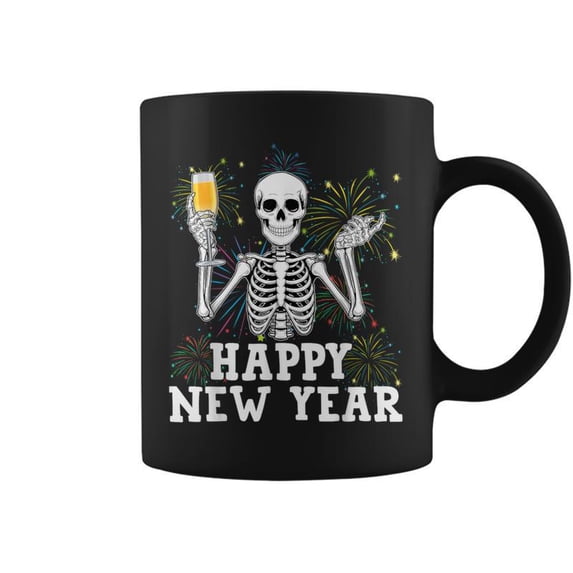 Happy New Year 2026 Skeleton Drink Champagne New Years Eve Coffee Mugs ...