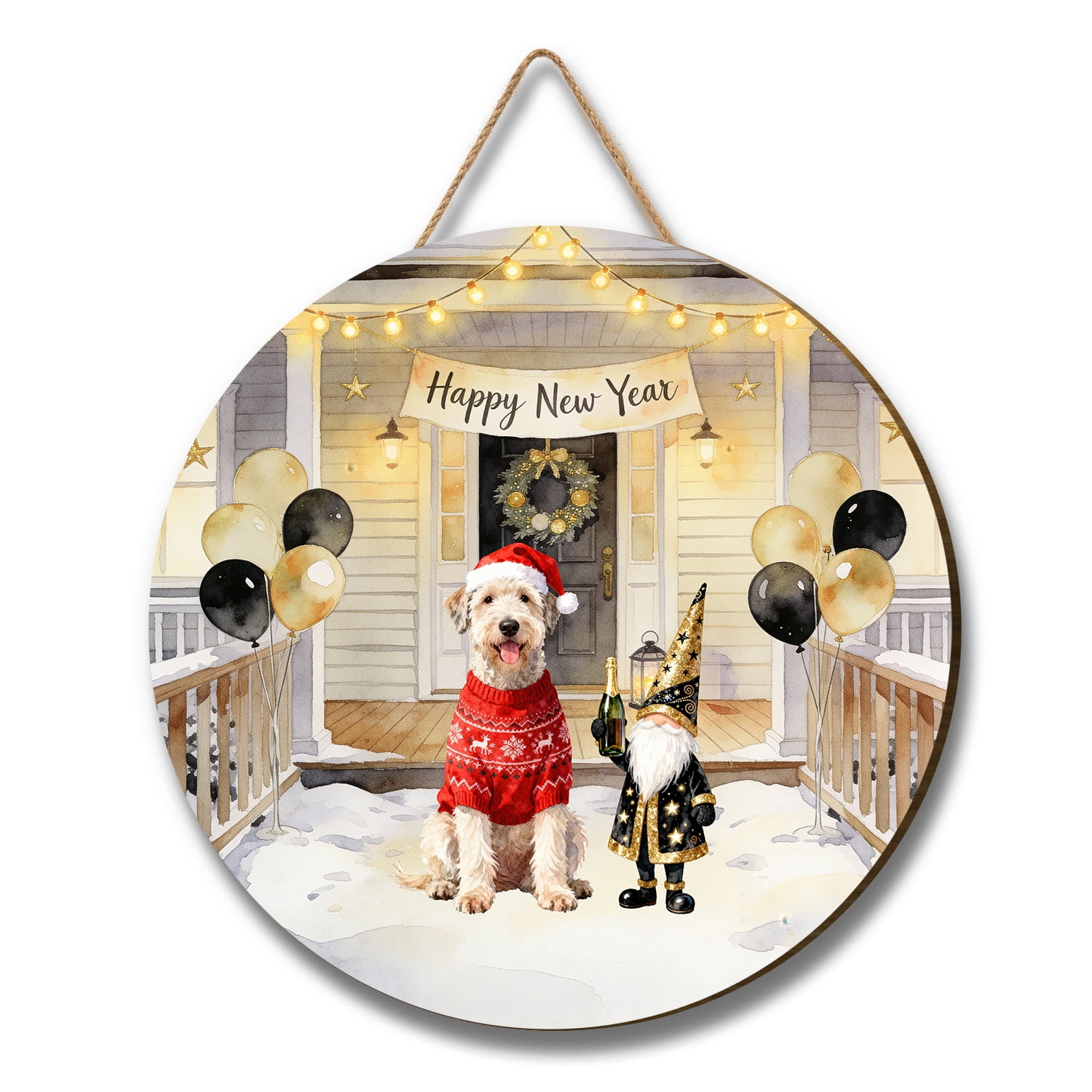 Happy New Year 2026 Soft Coated Wheaten Terrier Santa Gnome Holiday ...