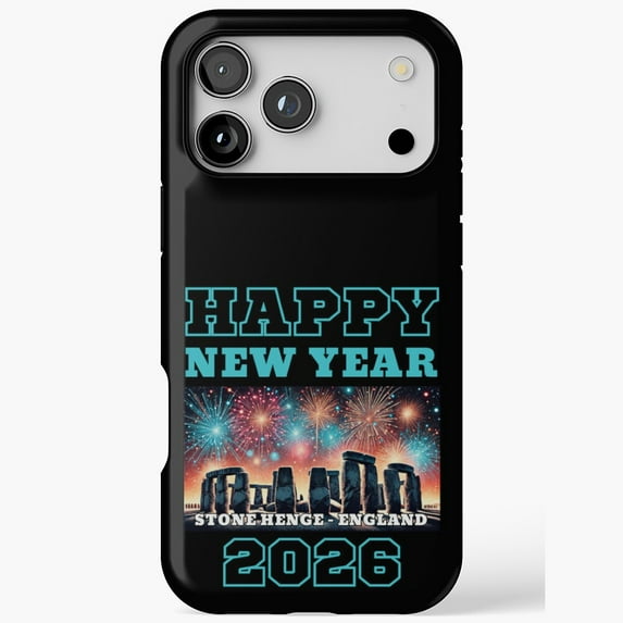 Happy New Year 2026 Stonehenge Blue iPhone Case 17 through 11 Pro Max ...