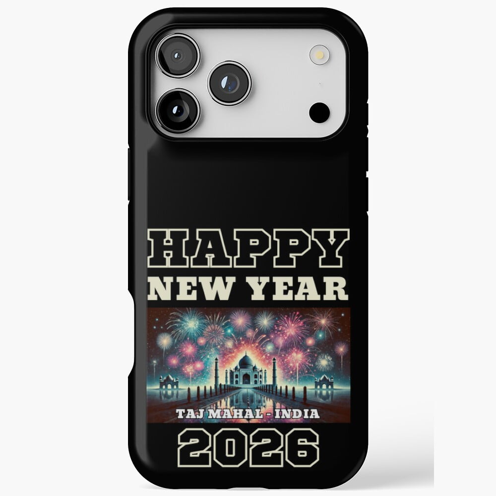 Happy New Year 2026 Taj Mahal Yellow iPhone Case 17 16 15 14 13 12 11 ...