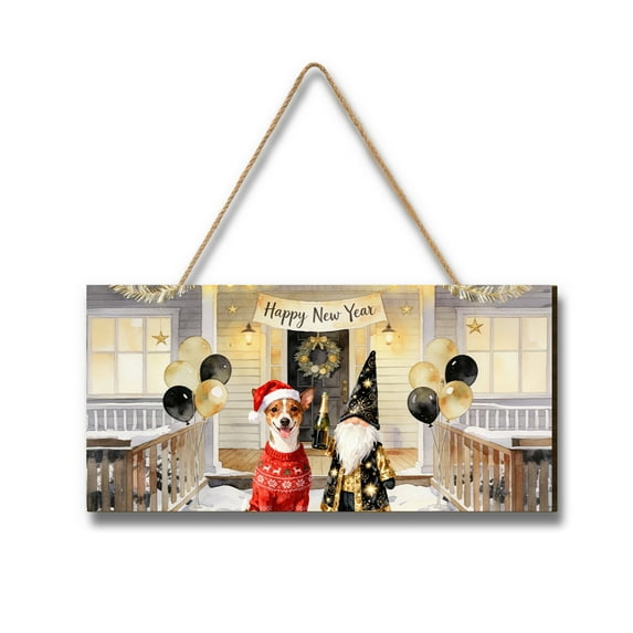 Happy New Year 2026 Toy Fox Terrier Santa Gnome Holiday Party Snow ...