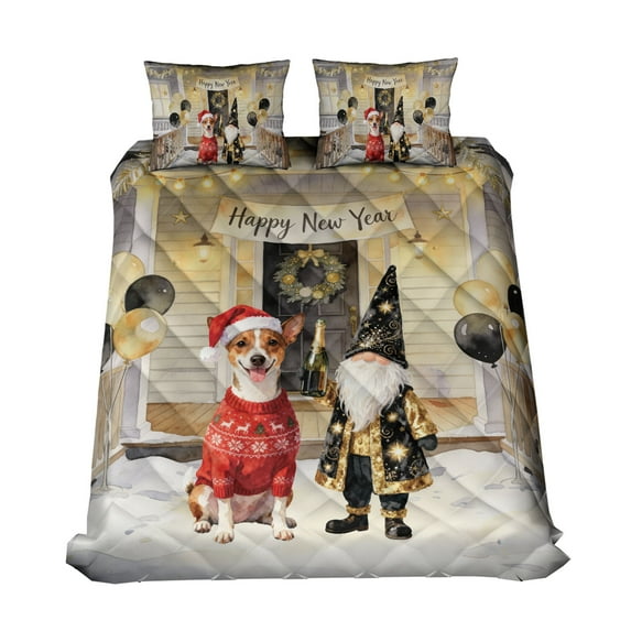 Happy New Year 2026 Toy Fox Terrier Santa Gnome Holiday Party Snow ...