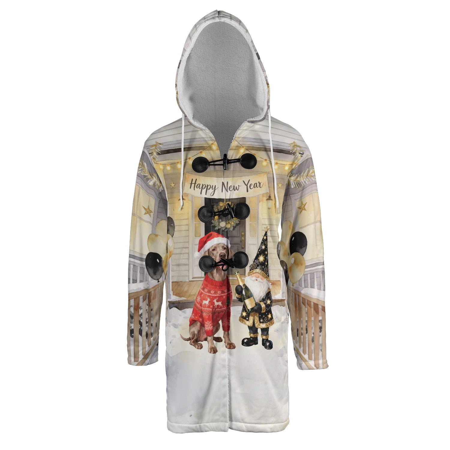 Happy New Year 2026 Weimaraner Santa Gnome Holiday Party Snow All Over ...