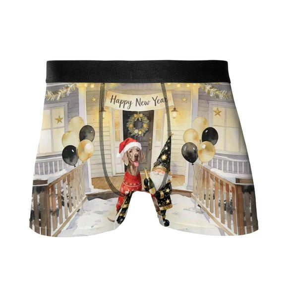 Happy New Year 2026 Weimaraner Santa Gnome Holiday Party Snow All Over ...