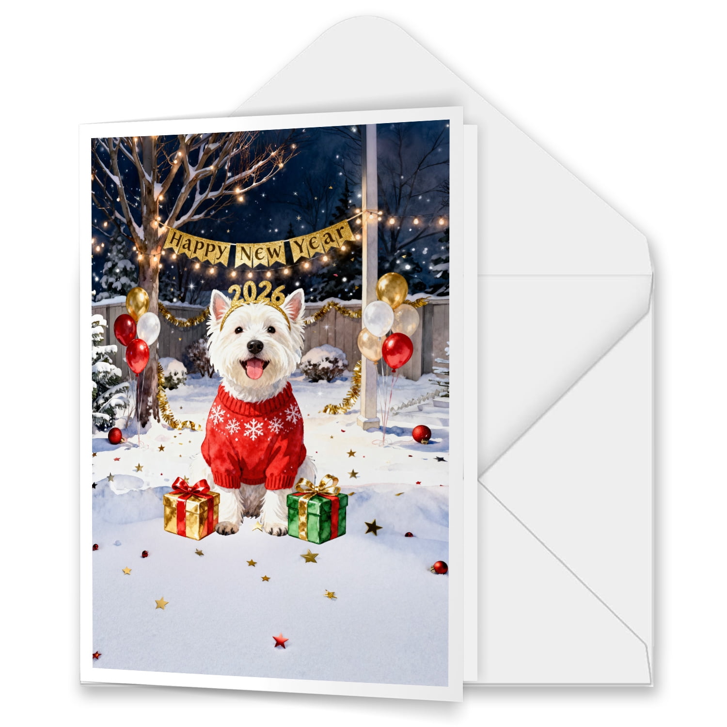 Happy New Year 2026 West Highland White Terrier Holiday Balloons Party ...