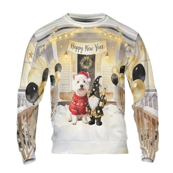 Happy New Year 2026 West Highland White Terrier Santa Gnome Holiday ...