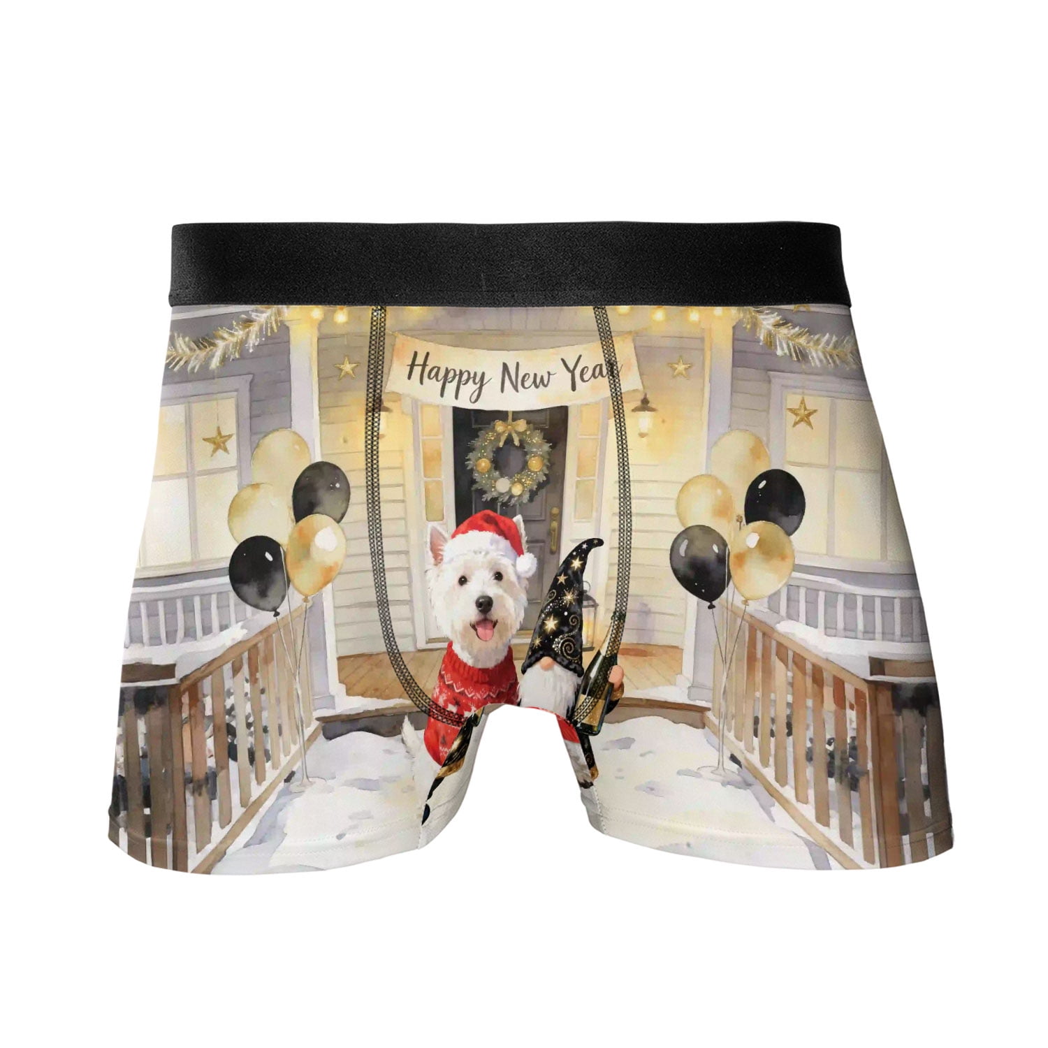 Happy New Year 2026 West Highland White Terrier Santa Gnome Holiday ...