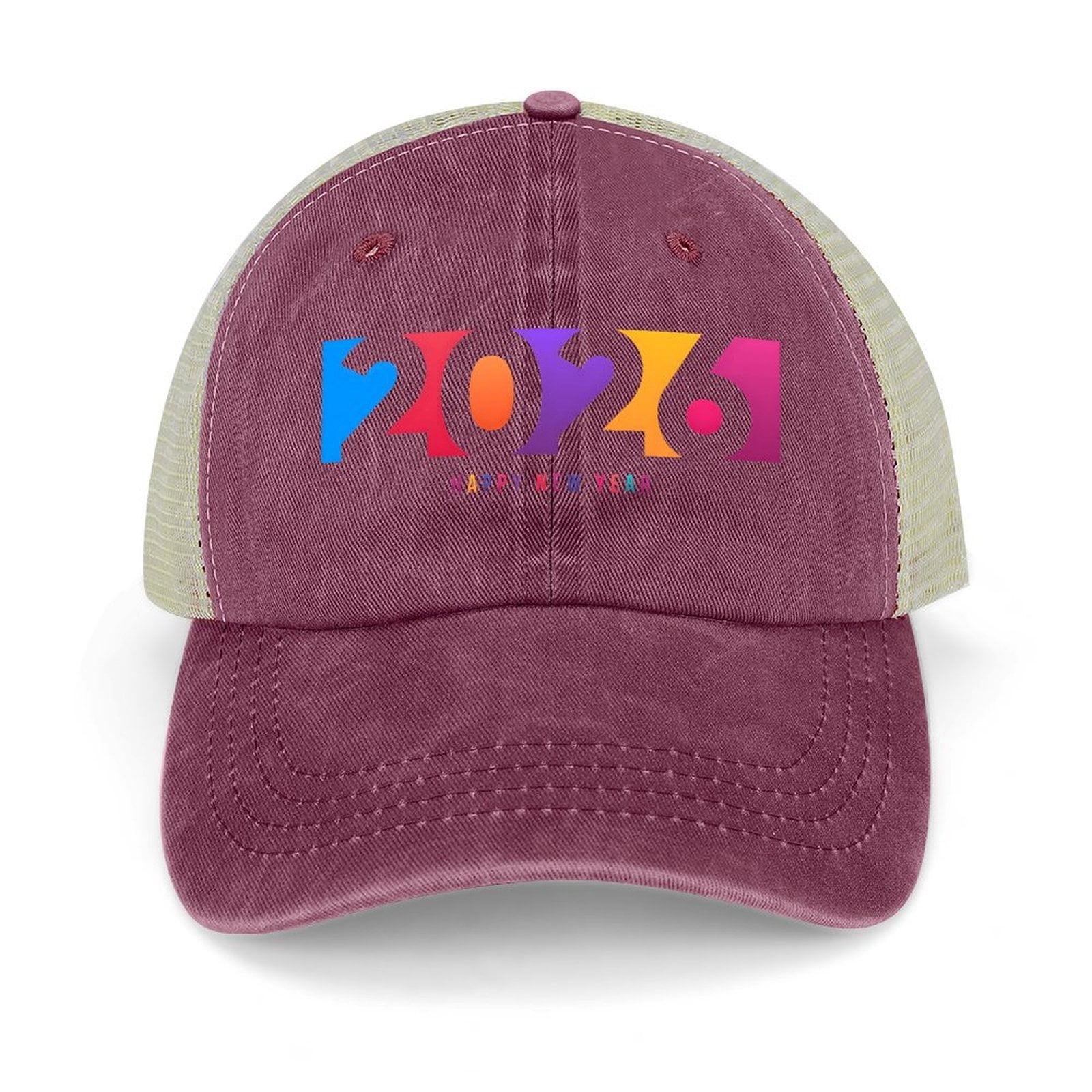 Happy New Year 2026 Wine Red Baseball Cap for Men Women, Adjustable ...