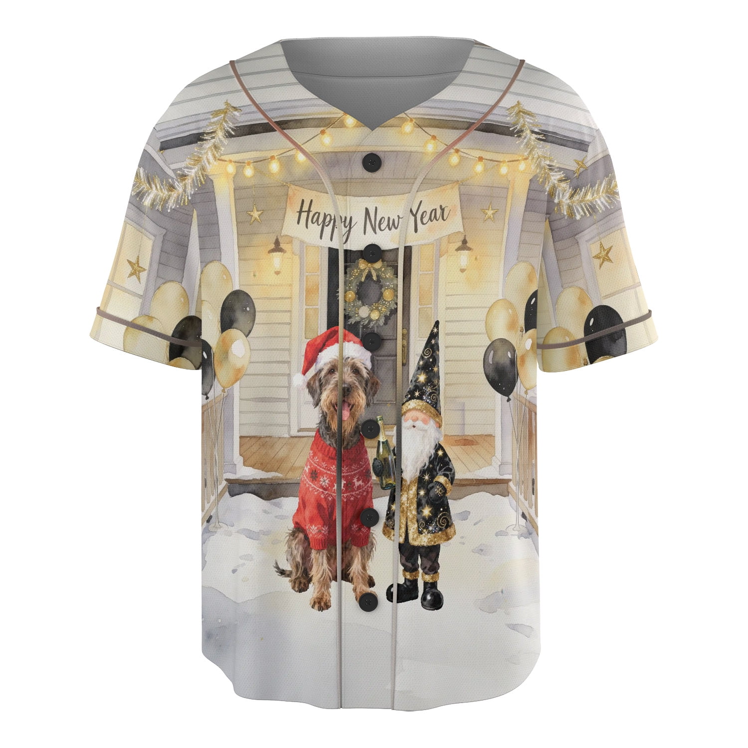 Happy New Year 2026 Wirehaired Pointing Griffon Santa Gnome Holiday ...