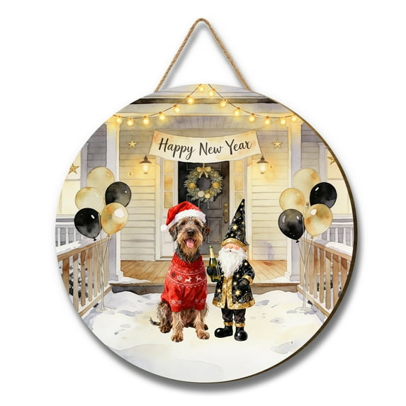 Happy New Year 2026 Wirehaired Pointing Griffon Santa Gnome Holiday ...