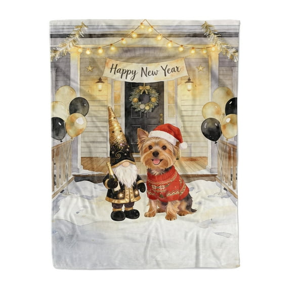 Happy New Year 2026 Yorkshire Terrier Santa Gnome Holiday Party Snow ...