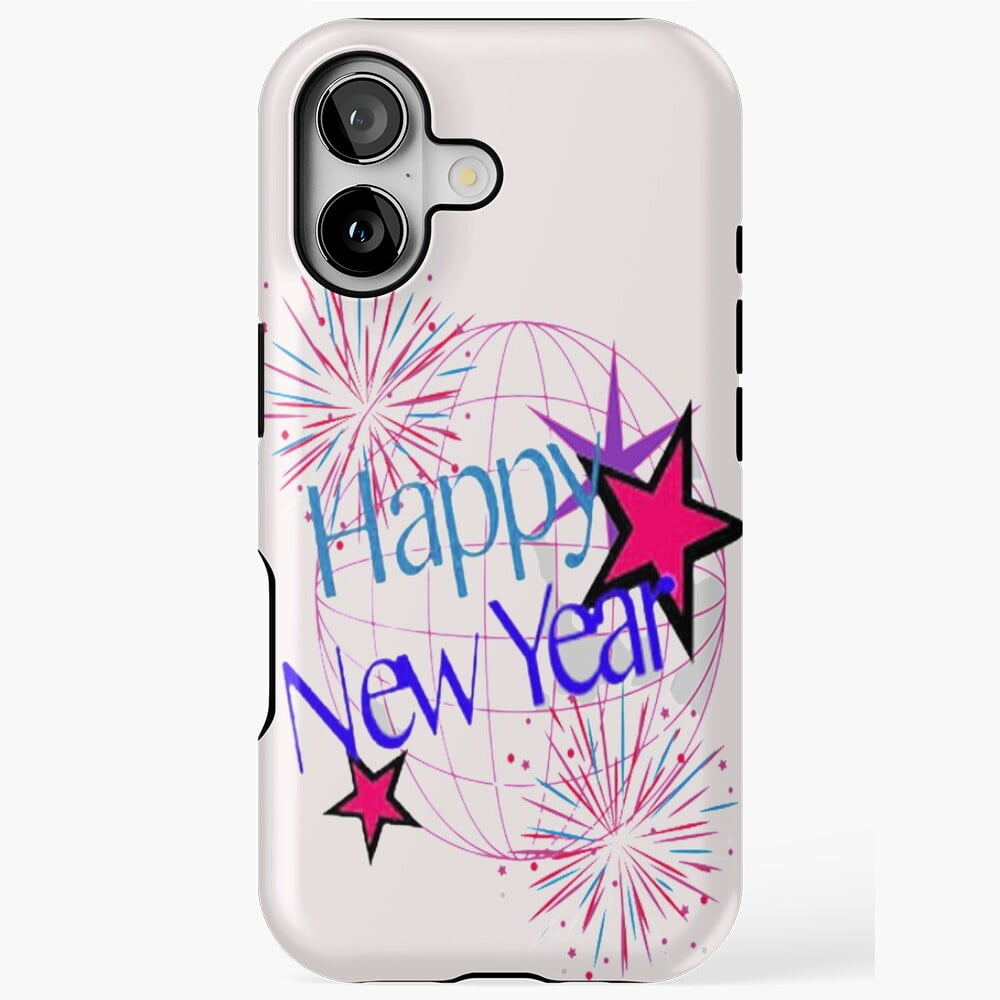Happy New Year Abstract Lettering Phone Case with iPhone 17 to 11 Pro ...