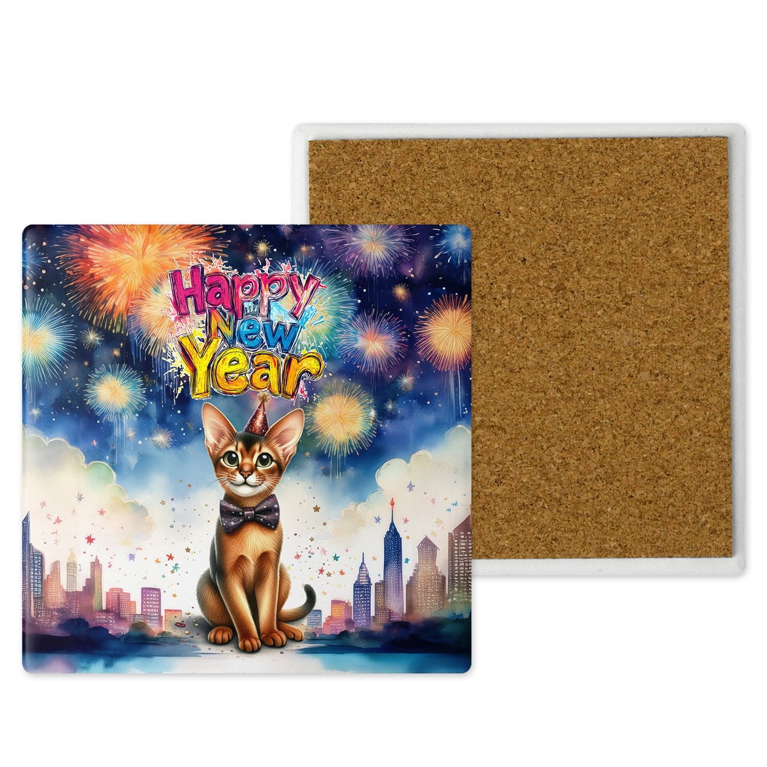 Happy New Year with Abyssinian Fireworks Holiday Xmas Winter 2025 Set ...